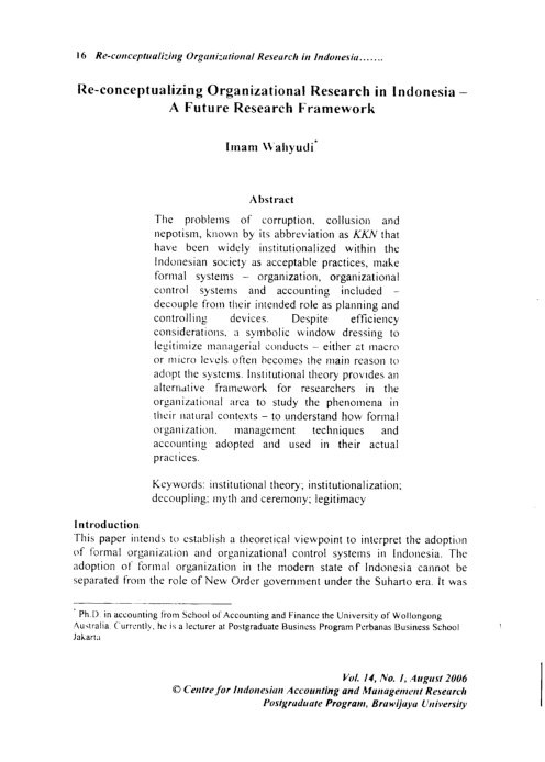 (PDF) Re-Conceptualizing Organizational Research in Indonesia - A ...