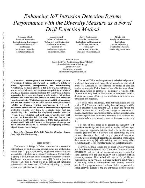Pdf Enhancing Iot Intrusion Detection System Performance With The