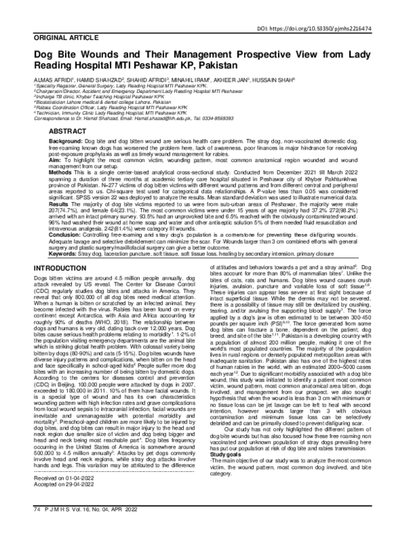 (PDF) Dog Bite Wounds and Their Management Prospective View from Lady ...