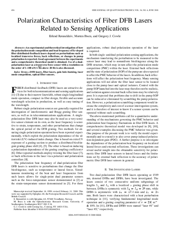 (PDF) Polarization characteristics of fiber DFB lasers related to ...