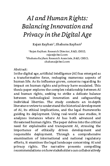 (PDF) AI and Human Rights: Balancing Innovation and Privacy in the ...