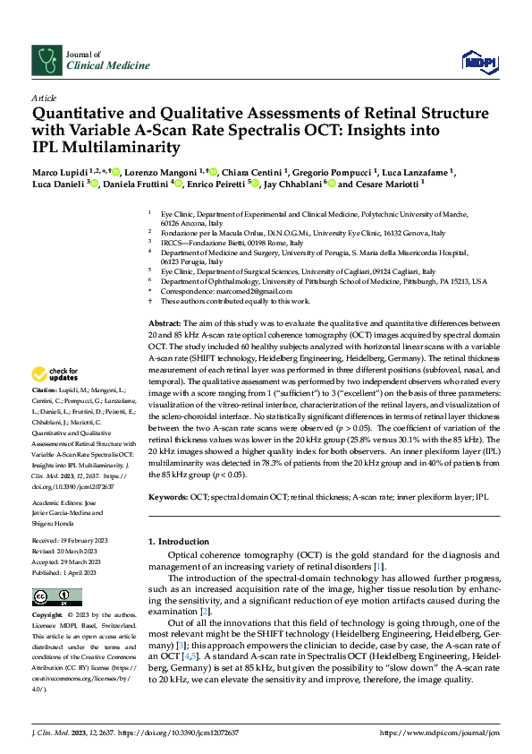 (PDF) Quantitative and Qualitative Assessments of Retinal Structure ...