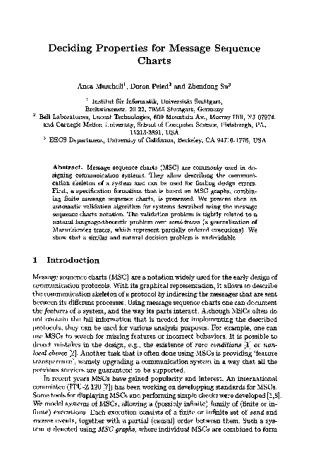 (PDF) Deciding Properties of Message Sequence Charts