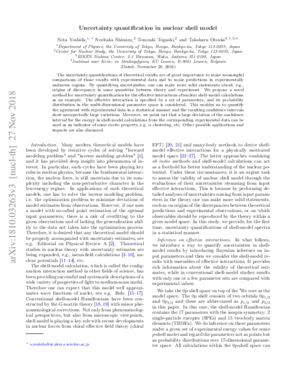 (PDF) Uncertainty quantification in the nuclear shell model