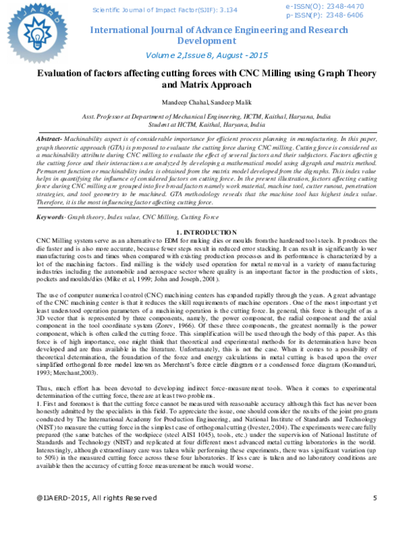 (PDF) Evaluation of Factor Affecting Cutting Forces with CNC Milling Using Graph Theory and ...