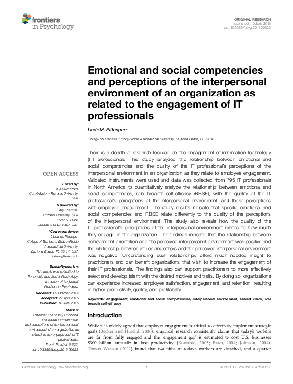 (PDF) Emotional and social competencies and perceptions of the ...