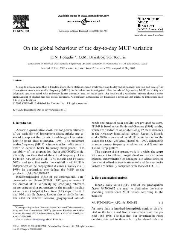 (PDF) On the global behaviour of the day-to-day MUF variation