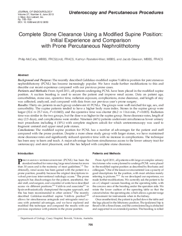 (PDF) Complete Stone Clearance Using a Modified Supine Position ...