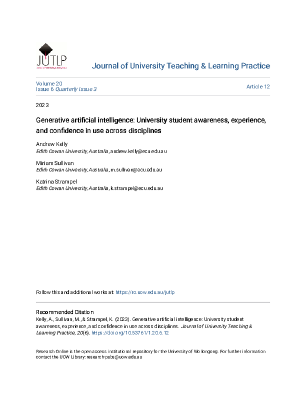 (PDF) Generative artificial intelligence: University student awareness ...