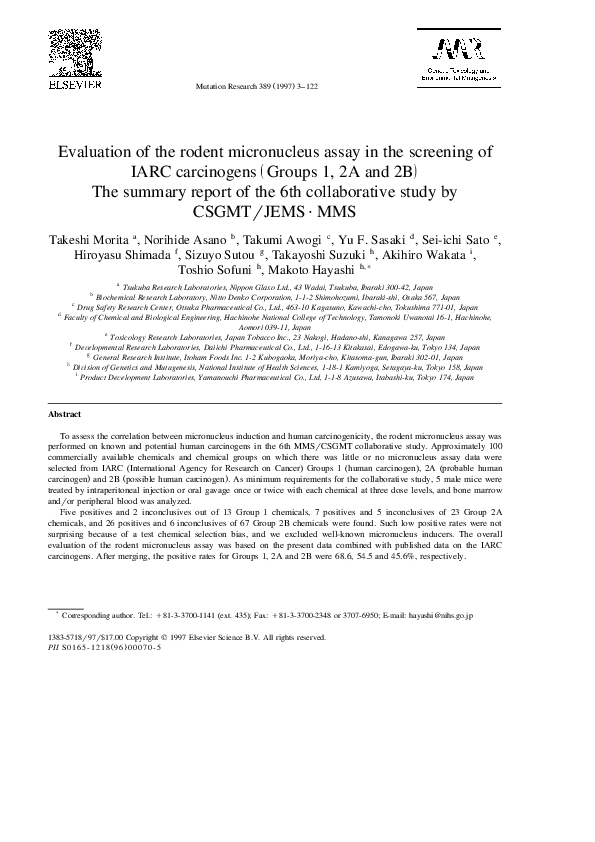 (PDF) Evaluation of the rodent micronucleus assay in the screening of ...