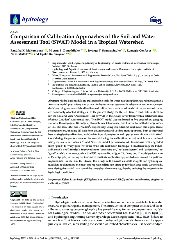 (PDF) Comparison of Calibration Approaches of the Soil and Water ...