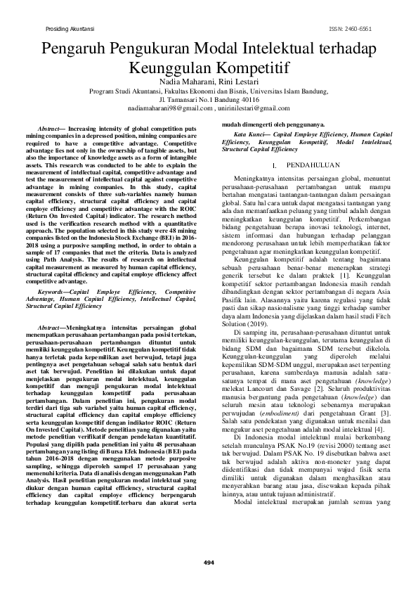 (PDF) Pengaruh Pengukuran Modal Intelektual terhadap Keunggulan ...