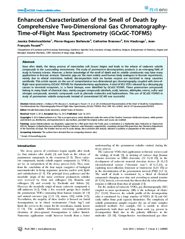 (PDF) Enhanced Characterization of the Smell of Death by Comprehensive ...