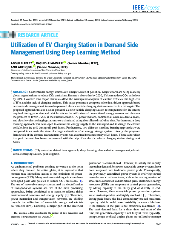 Pdf Utilization Of Ev Charging Station In Demand Side Management Using Deep Learning Method