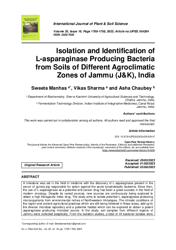 (PDF) Isolation and Identification of L-asparaginase Producing Bacteria ...