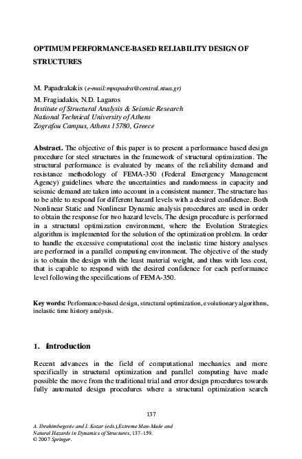 (PDF) Optimum performance-based reliability design of structures