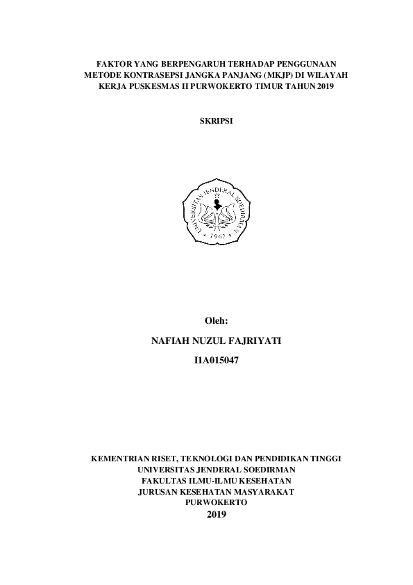 (PDF) Faktor Yang Berpengaruh Terhadap Penggunaan Metode Kontrasepsi Jangka Panjang (MKJP) di ...