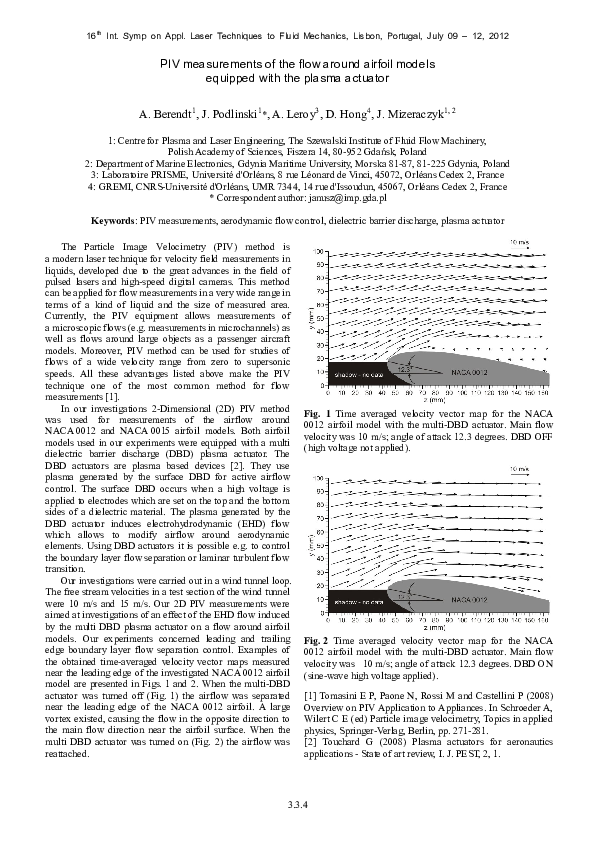 (PDF) PIV measurements of the flow around airfoil models equipped with ...