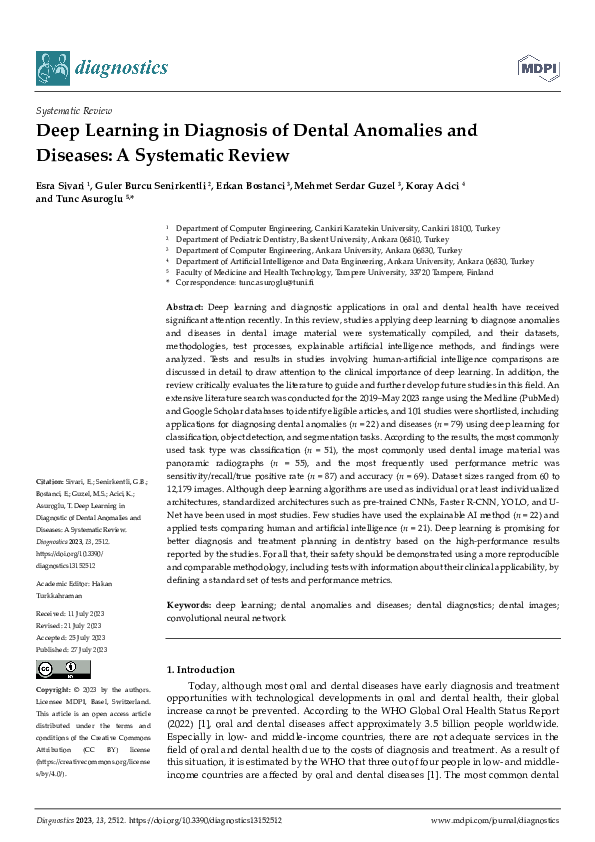 (PDF) Deep Learning in Diagnosis of Dental Anomalies and Diseases: A ...