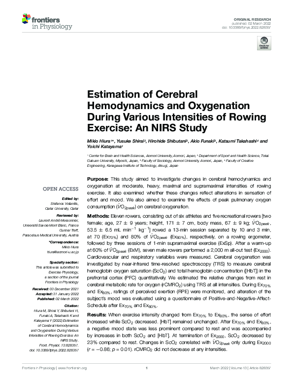 (PDF) Estimation of Cerebral Hemodynamics and Oxygenation During ...