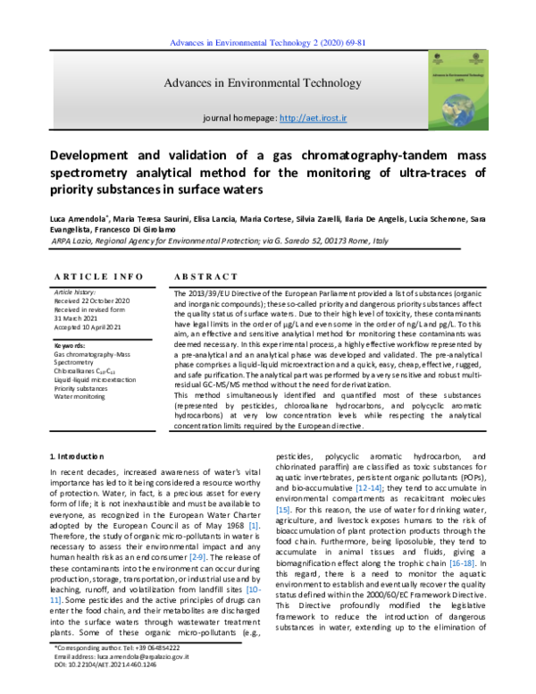 Pdf Development And Validation Of A Gas Chromatography Tandem Mass Spectrometry Analytical
