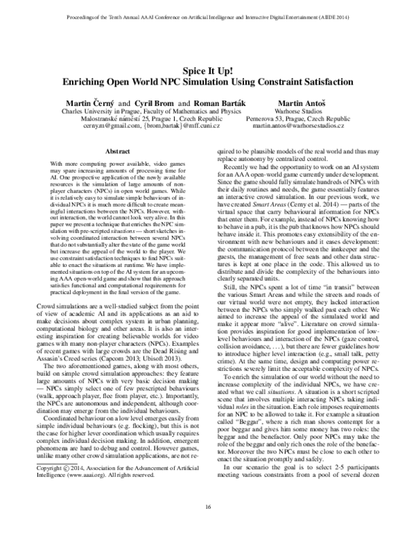 (PDF) Spice It Up! Enriching Open World NPC Simulation Using Constraint ...