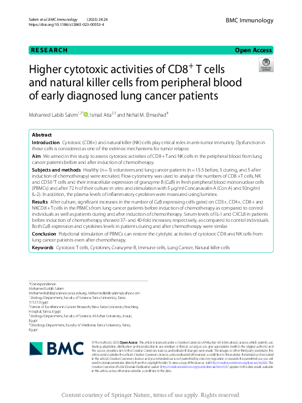 (PDF) Higher cytotoxic activities of CD8 + T cells and natural killer ...