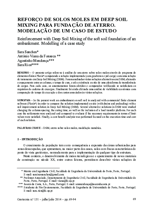 (PDF) Reinforcement with Deep Soil Mixing of the soft soil foundation ...