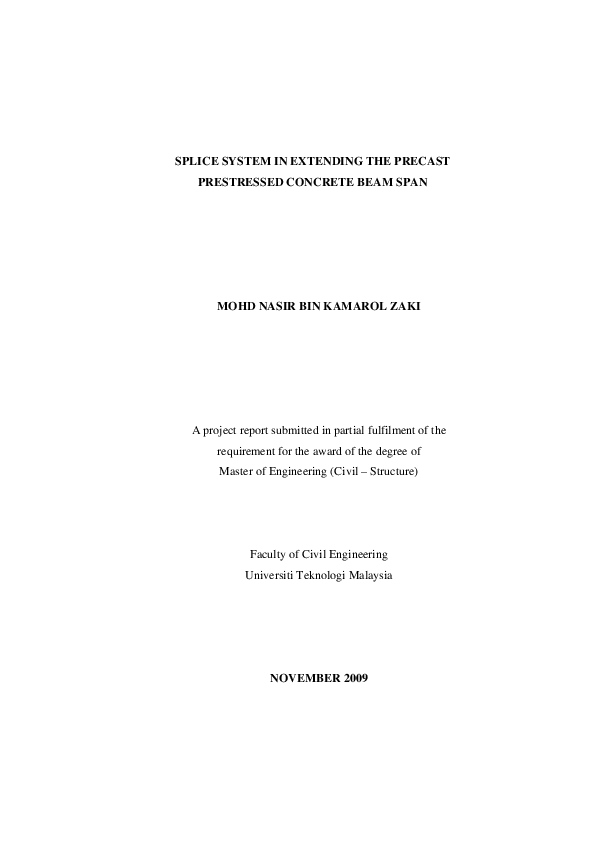 (PDF) Splice system in extending the precast prestressed concrete beam span