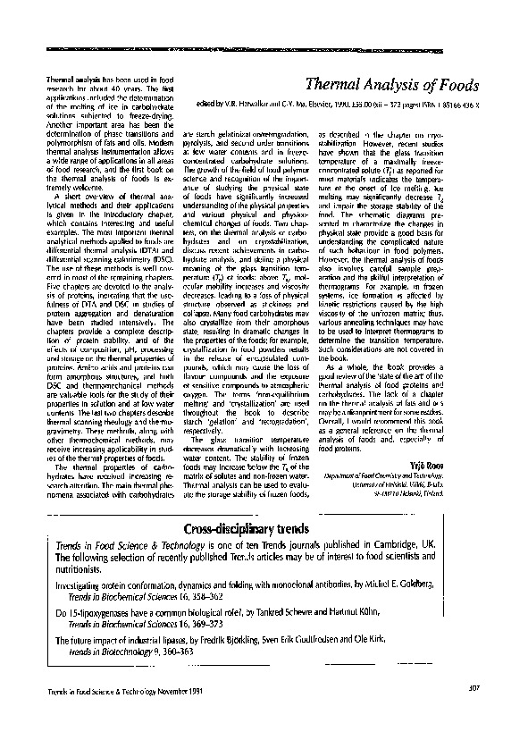 (PDF) Thermal analysis of foods