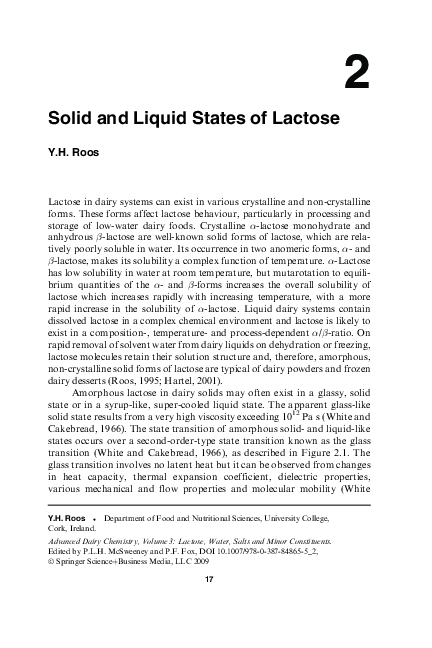 Pdf Solid And Liquid States Of Lactose