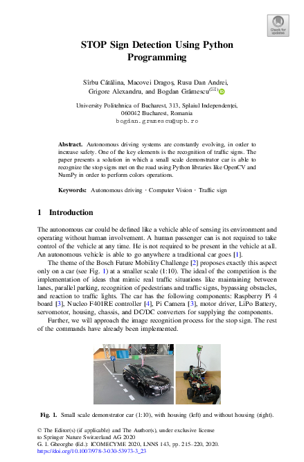 Pdf Stop Sign Recognition In Autonomous Vehicles With Python