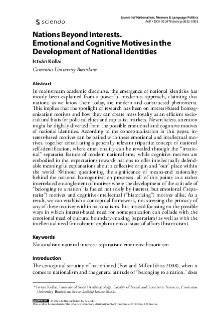 (PDF) Nations Beyond Interests. Emotional and Cognitive Motives in the ...