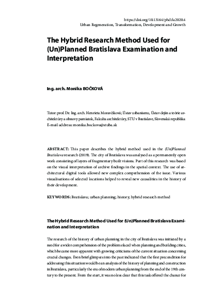 (PDF) The Hybrid Research Method Used for (Un)Planned Bratislava ...