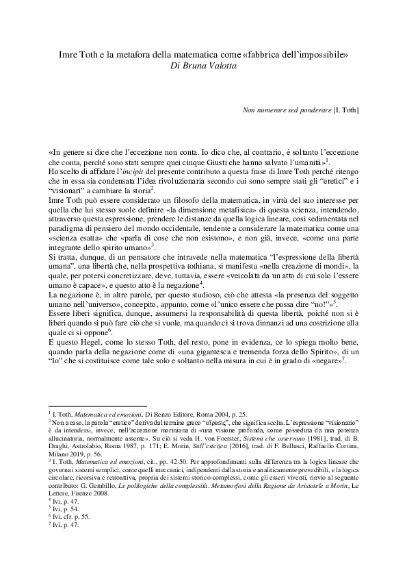 (PDF) Imre Toth e la metafora della matematica come «fabbrica dell ...