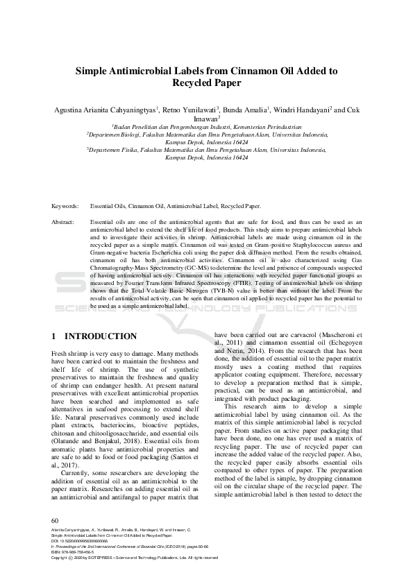 (PDF) Simple Antimicrobial Labels from Cinnamon Oil Added to Recycled Paper