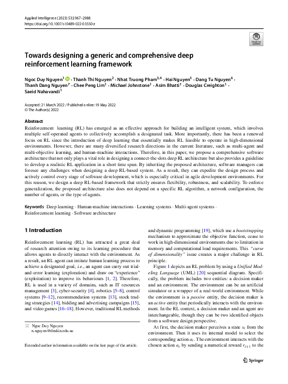 Pdf Towards Designing A Generic And Comprehensive Deep Reinforcement Learning Framework Ngọc