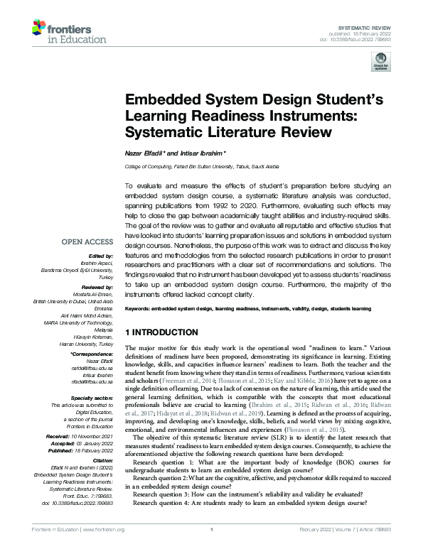 (PDF) Embedded System Design Student’s Learning Readiness Instruments ...