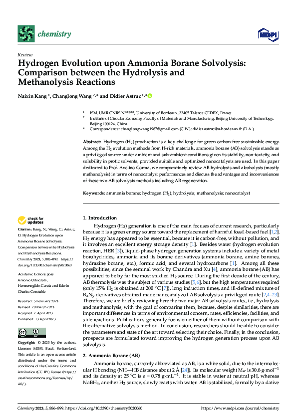 (PDF) Hydrogen Evolution upon Ammonia Borane Solvolysis: Comparison ...