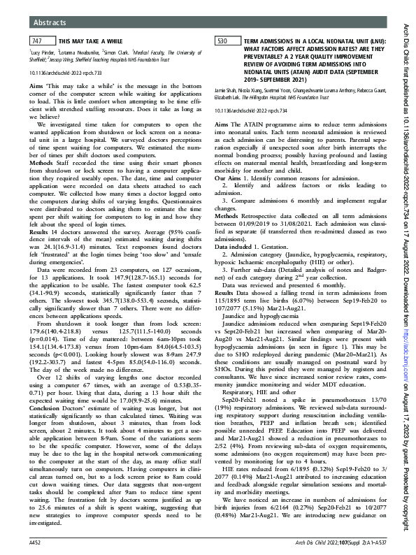 (PDF) 530 Term admissions in a local neonatal unit (LNU): What factors ...