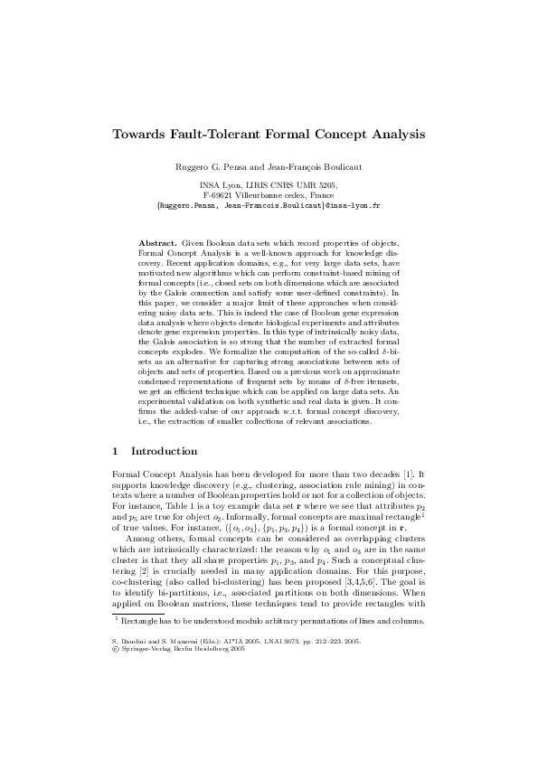 (PDF) Towards Fault-Tolerant Formal Concept Analysis