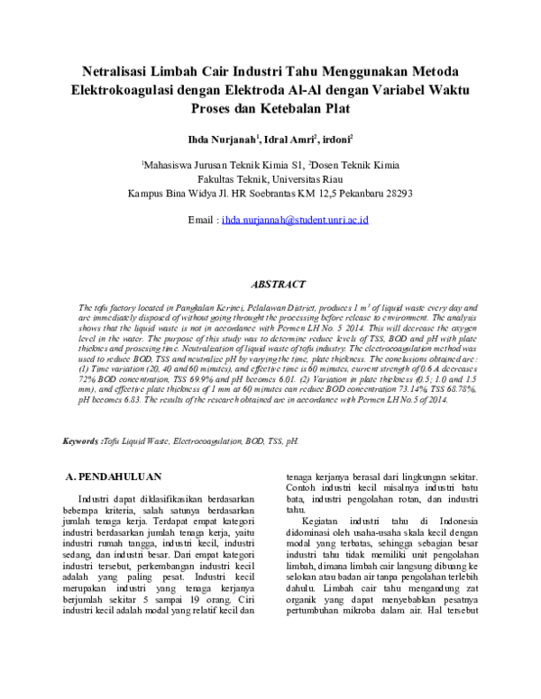 (DOC) Netralisasi Limbah Cair Industri Tahu Menggunakan Metoda ...