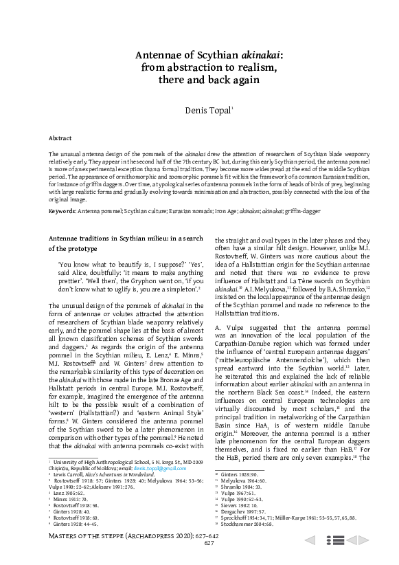(PDF) 2020: Antennae of Scythian akinakai: from abstraction to realism ...