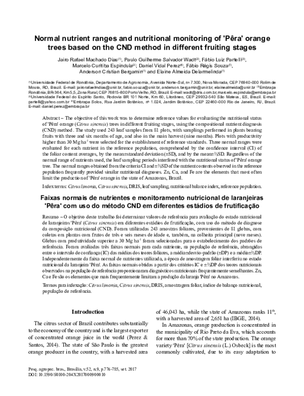 (PDF) Normal nutrient ranges and nutritional monitoring of 'Pêra ...