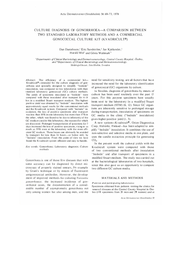 (PDF) Culture diagnosis of gonorrhoea--a comparison between two ...