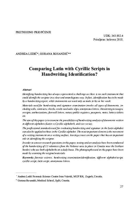 (PDF) Comparing Latin with Cyrillic Scripts in Handwriting ...