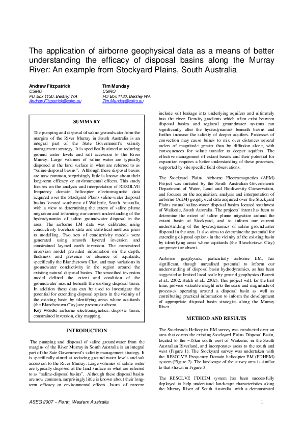 (PDF) The application of airborne geophysical data as a means of better ...