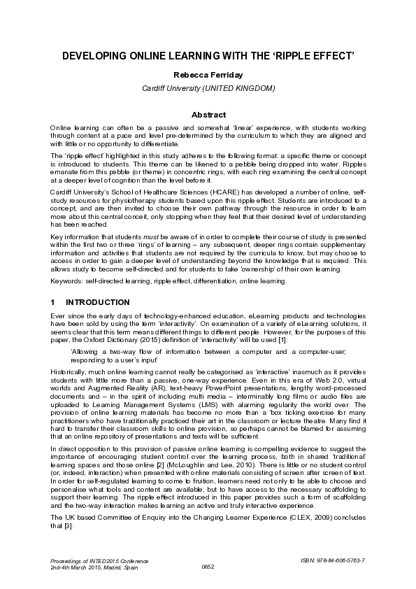 (PDF) Developing Online Learning with the ‘Ripple Effect’