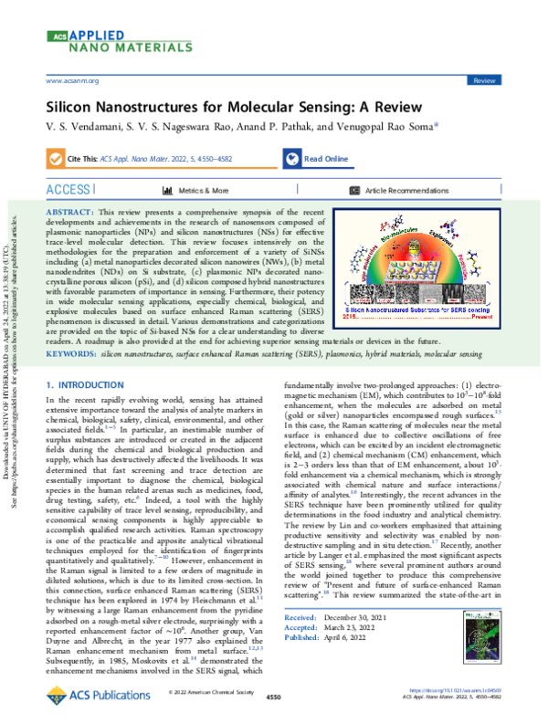(PDF) Silicon Nanostructures for Molecular Sensing: A Review
