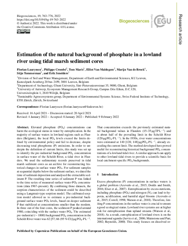 (PDF) Estimation of the natural background of phosphate in a lowland ...